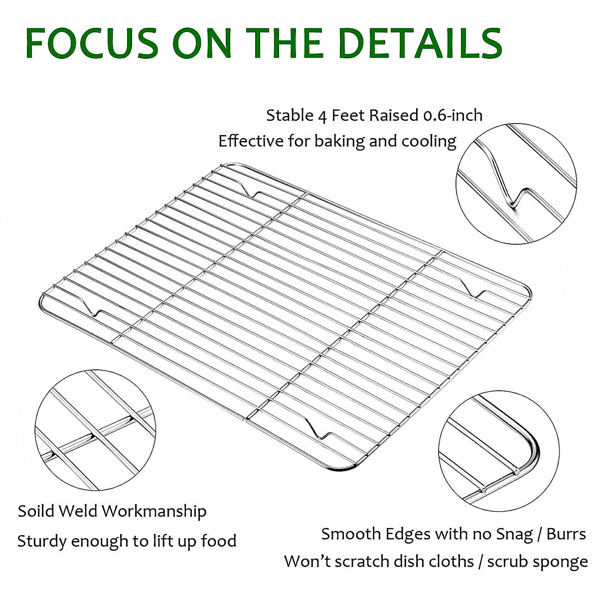 Baking Sheet with Rack Set, E-far Stainless Steel Baking Pans Tray Cookie Sheet with Cooling Rack, 16 x 12 x 1 inch, Non Toxic & Healthy, Rust Free & Dishwasher Safe - 4 Pieces (2 Sheets + 2 Racks)