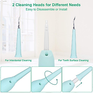 Electric Dental Calculus Remover, Sonic Tooth Scraper Plaque Tartar Stain Remover for Teeth High Frequency Vibration Teeth Cleaning Tools Kit with LED USB Rechargeable 3 Modes 2 Cleaning Heads (Blue)