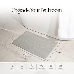 Mondano Stone Bath Mat, Diatomaceous Earth Shower Mat Non Slip Bathroom Mat Quick Dry Stone Mat, Stone Dish Drying Mat, Stone Bath Mats for Bathroom, Diatomaceous Earth Bath Mat (Carbon Grey)