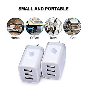 USB Wall Charger Adapter, FiveBox 2PC 18W/3Amp Fast Multiple 3-Ports Wall Charger Plug Box Charger Block Charging Base Cube Compatible iPhone 14 13 12 11 Mini Pro Max SE XS XR X 8 7 6 Pad, Samsung