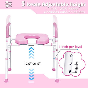 TOIRP Raised Toilet Seat with Handles, Easily Adjust Width and Height Commode Chair for Toilet, 400 LBS Toilet Seat for Seniors, Disabled and Pregnant, Fit for Any Toilet and Space Saving