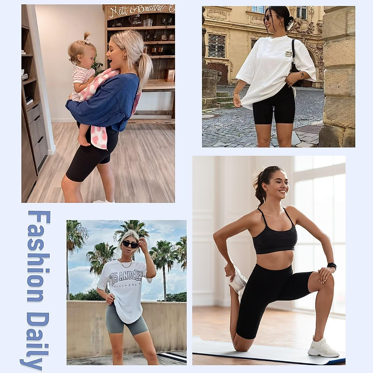 5 Pack Biker Shorts Women - 5"/8" High Waist Spandex Workout Yoga Running Athletic(Black/Navy/Dark Grey/Complexion/White,Plus)