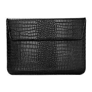 MOSISO Laptop Sleeve Compatible with MacBook Air/Pro,13-13.3 inch Notebook,Compatible with MacBook Pro 14 2023 2022 2021 M2 A2779 A2442 M1, Crocodile Grain PU Leather Flap Style Case Bag, Black