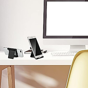 4 Pieces Cell Phone Stand Foldable Phone Holder Multi-Angle Universal Mobile Phone Stand Portable Smartphone Dock Compatible with Most Cell Phone and Tablet for Desk (Black, White, Blue, Pink)