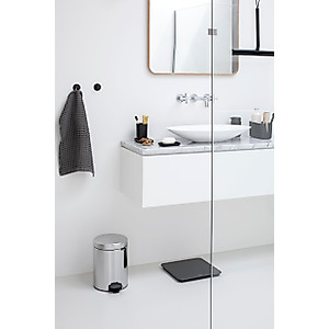 Brabantia New Icon Step Trash Can (1.3 Gal/Brilliant Steel) Soft Closing Kitchen Garbage/Recycling Can with Removable Bucket