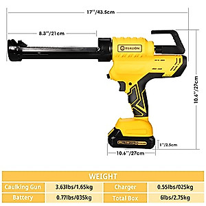 Cordless Caulking Gun, 20V Electric Caulk Adhesive Gun with 2*2.0Ah Li-Battery & Anti-Drip Design