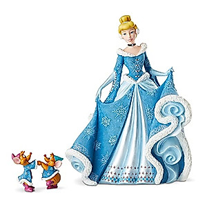 Enesco Disney Showcase Couture de Force Holiday Cinderella with Jaq and Gus Figurine Set, 8.46 Inch, Multicolor