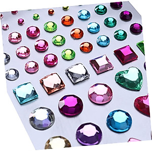 TEHAUX 2 Sheets Rhinestones Stickers Crystal Decor Gem Stickers Kid Stickers Crystals Decor Kids Decor Jewel Stickers Phone Stickers Rhinestone Stickers Gems Stickers Child Acrylic Crafts