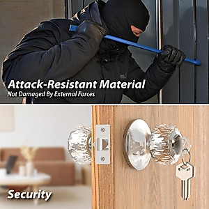 Vammcht Door Knob with Lock, Crystal Door Knobs Interior with Keys, Modern Diamond/Glass Door Lock Heavy Duty for Bedrooms Entrance Office, Polished Chrome Door Handles
