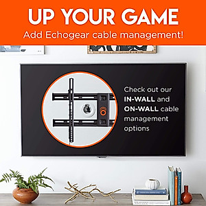 ECHOGEAR TV Wall Mount for TVs Up to 90" & On-Wall Surge Protector with 6 Pivoting Outlets - Low Profile Design - Easy Install