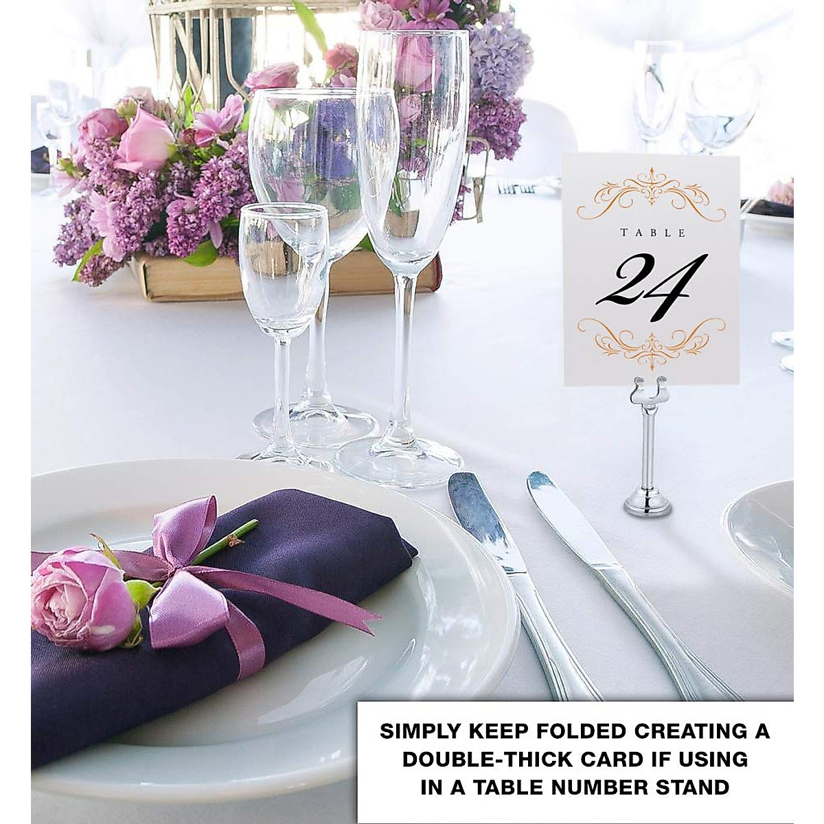 Classic Flourish Wedding Table Numbers, Orange, 1-35, Double Sided, Tent or Use in a Stand, Great for Parties & Restaurants - Made in the USA