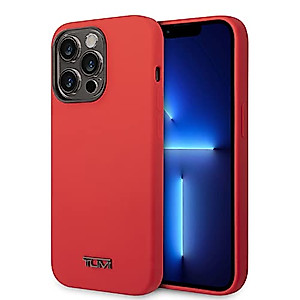 CG MOBILE TUMI Phone Case for iPhone 14 Pro in Red with Black Logo, HC Liquid Silicone Smooth & Anti-Scratch Protective Case with Easy Snap-on, Shock Absorption & Signature Logo