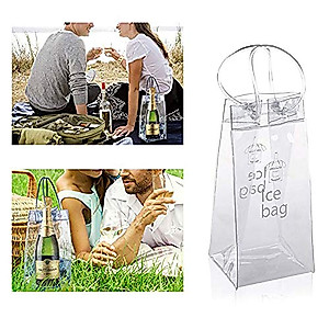 Ice Wine Bag Portable Collapsible Clear Wine Pouch Cooler with Handle for Party,Outdoor,Champagne,Cold Beer,White Wine,Chilled Beverages,Iced Drinks 3 Pack (2)