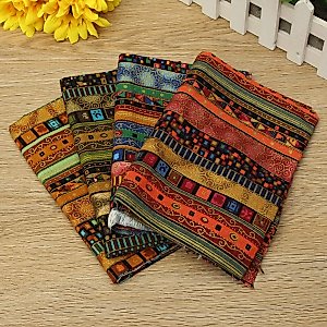 HAPYLY Pack of 4 Assorted Cotton and Hemp Pre-Cut Cotton Fat Quarters Quilt Cloth Fabric Patchwork Craft for Sewing 50x70CM (Multi-color)
