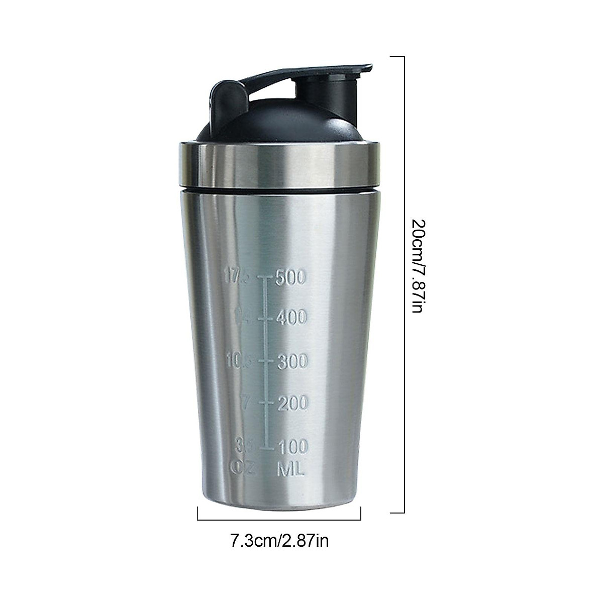 500ml Protein Shake Bottle,Smoothie Shaker & Gym Powder Bottle,Protein Mixes Shaker Cup,Stainless Steel Water Bottle And Protein Shaker,Reusable Stainless Steel Water Bottle,Gym Water Bottle