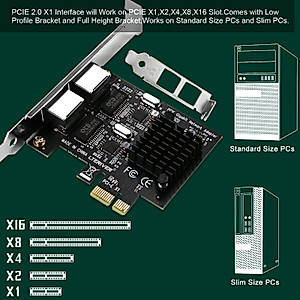 LTERIVER PCI Express to 2-Ports Gigabit Ethernet Adapter for Windows Server, 7, 8.0, 8.1, 10, 11 (32/64) and Linux, Dual Ports Gigabit PCIE Network Interface Card, Realtek RTL811GN Chipset (PCE-NIC2)