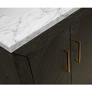 Kitchen Bath Collection Peyton 60-inch Double Bathroom Vanity (Carrara/Dark Oak): Includes Dark Oak Cabinet with Stunning Carrara Marble Countertop and White Ceramic Sinks