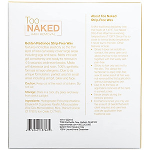 Too Naked Golden Radiance Strip-Free Wax, Hypoallergenic, Incredible Elasticity Peel Wax size 28.8 Ounces