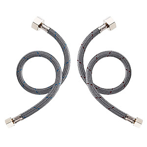 48" Length Faucet Supply Line, WOWOW Bathroom Kitchen Faucet Lines Braided Nylon Sink Hose with 3/8-Inch Female Compression Thread x 1/2" Comp 2Pcs (1 Pair)