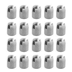M4 x 8mm Self Tapping Thread Inserts, 20Pcs Helical Screw Threaded Inserts, Metal Slotted Screw Thread Insert Helical Repair Set for Helical Repair