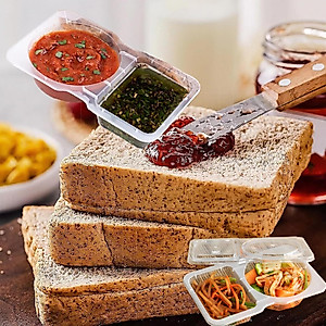 Reusable Snack Packs 2 Compartments, Snack Packs Containers Reusable, Double Condiment Containers with Lids, Portable Reusable Sauce Container,for Condiment, Dip, Sauce, and Snacks(15pcs)