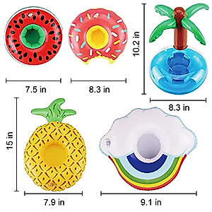 E-TING 5PCS Swim Ring Summer Fun Swimming Pool Float Raft Lilo Lifebuoy for 11.5 inch Dolls Toys Inflatable Floating Drink Holders