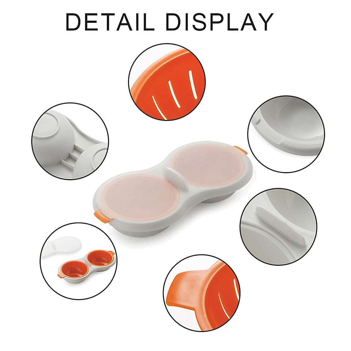 ARTIOMO Double Egg Poacher for Microwave,2 Cavity Edible Silicone Drain Egg Boiler Set, Non Stick Egg Cooker Poached Egg Steamer, Home Kit blue，green，orange