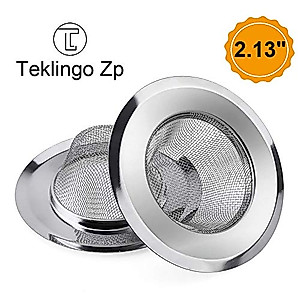 2 Pack - 2.13" Top / 1" Basket- Sink Strainer Bathroom Sink, Utility, Slop, Laundry, RV and Lavatory Sink Drain Strainer Hair Catcher. 1/16" Holes. Stainless Steel