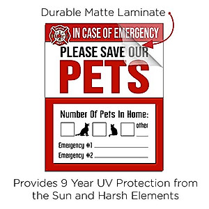 IT'S A SKIN Pet Rescue Sticker Fire Safety - Window Sticker - Save Our Pets Emergency Pet Window Decal - Dog Cat Pet Durable Laminate 4x5-4 Pack