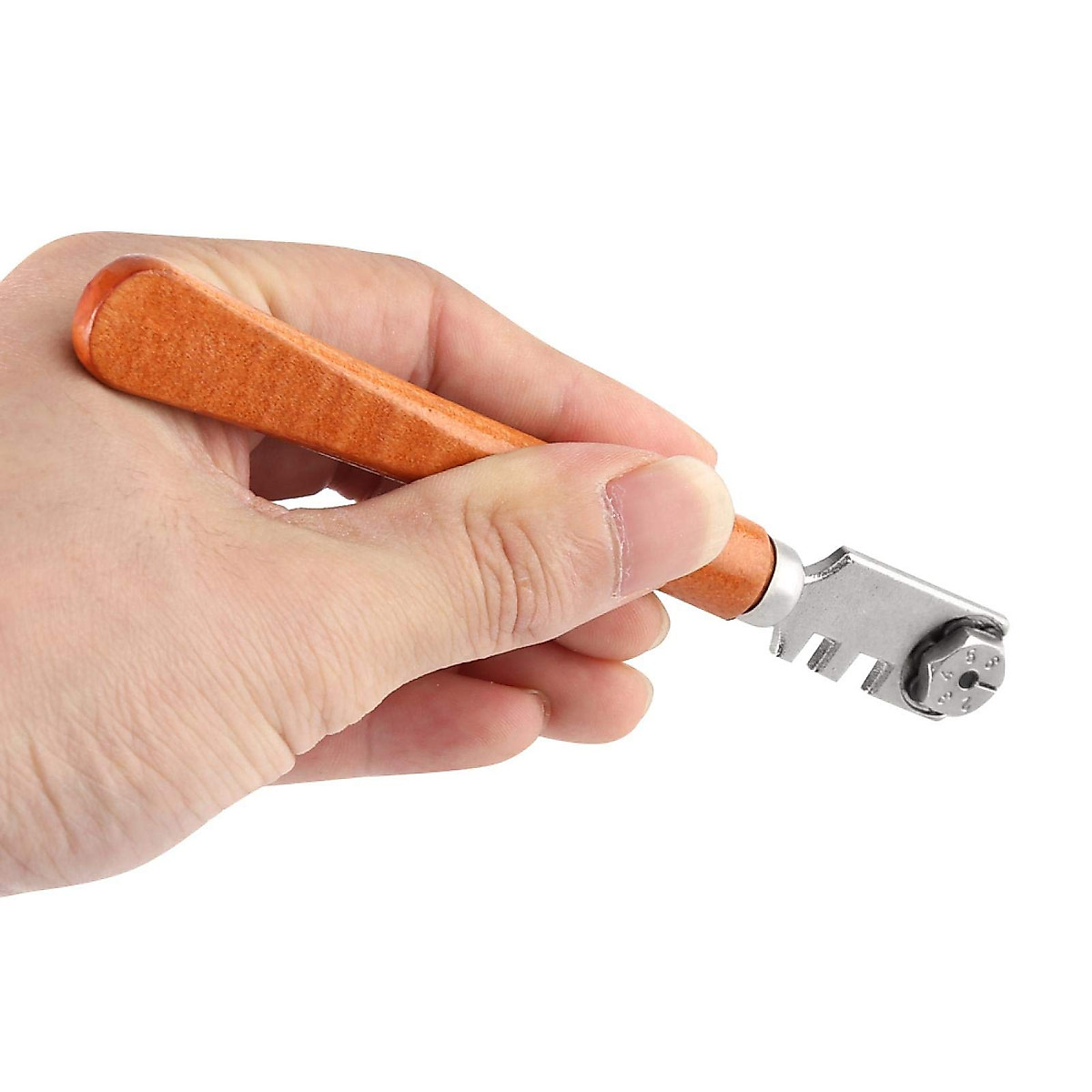 Wheel Glass Cutter,Professional Grade Glass Cutter Tool, Craft Cutting Kit with Wooden Handle,with 6 Cutting Blades,for Glass Bottles,Mirrors,Window Panes,Ceramic Tile
