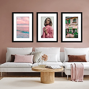 EZOOZE 16x24 Frame, Black 16x24 Picture Frame With Mat 14x20, Wall Hanging Elegant Simplicity Poster Frame, 3-Pack