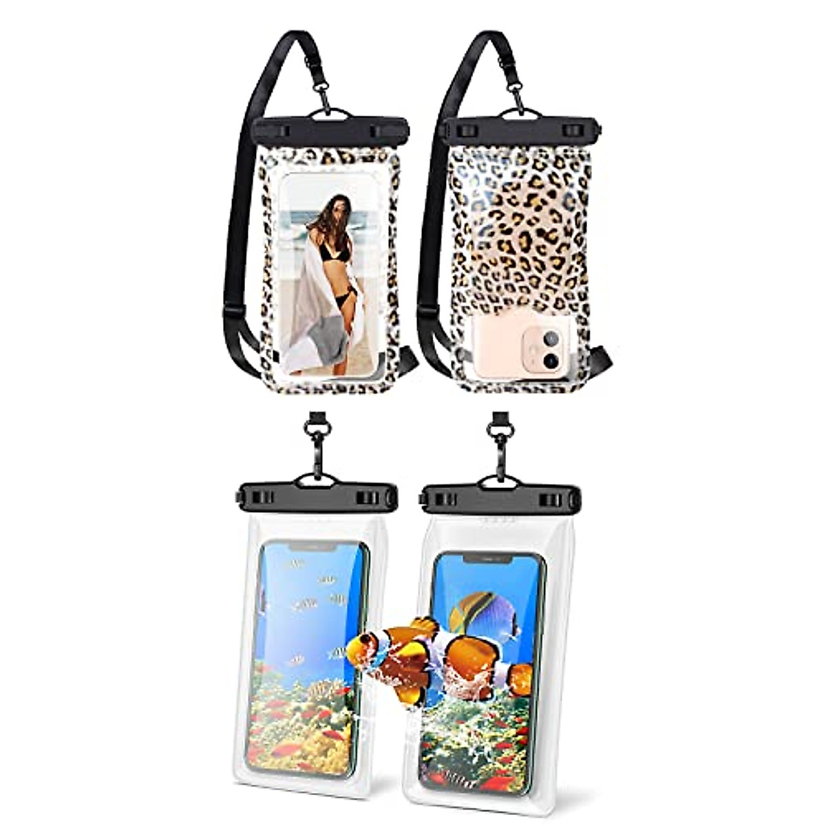 Universal Waterproof Phone Pouch, Floating Waterproof Phone Case for iPhone 14 13 12 11 Pro Max XS Plus Samsung Galaxy-7", IPX8 Cell Phone Dry Bag -4 Pack