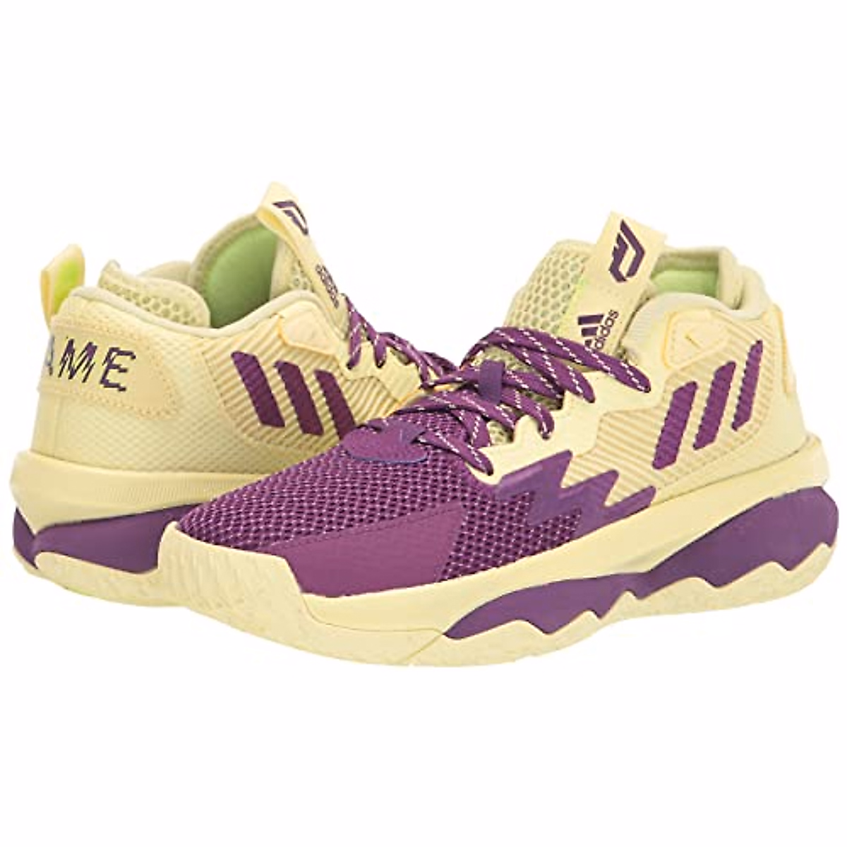 adidas Unisex Dame 8 Basketball Shoe, Yellow Tint/Glory Purple/Signal Green, 11.5 US Men