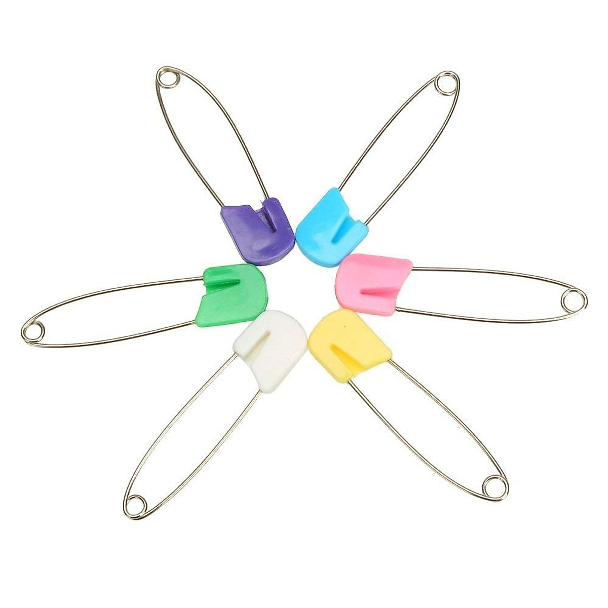 Assorted Color 100 Packs 2.2" Baby Infant Child Kids Nappy Cloth Diaper Safety Pins Plastic Head Locking Cloth Safety Pins Clip Holder