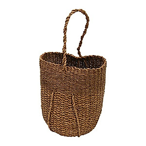 Creative Co-Op Hand-Woven Bankuan Bucket w/Handle, Natural Basket, 13" L x 13" W x 17" H