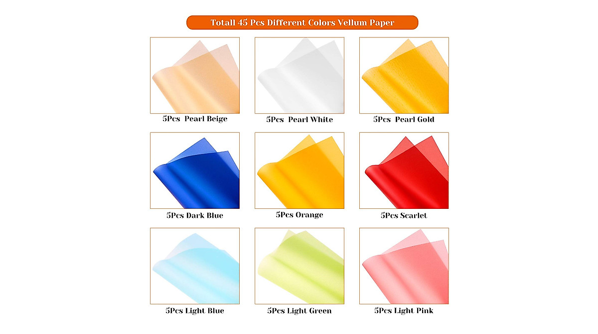 Cridoz Colored Vellum Paper - 9 Vibrant Colors for Printing & Creative ...