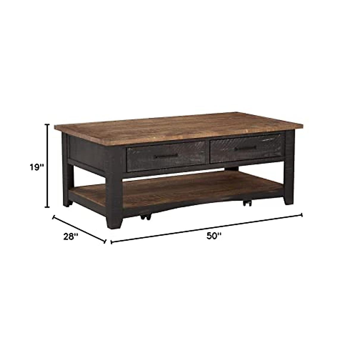 Martin Svensson Home Rustic Coffee Table, Antique Black and Honey Tobacco