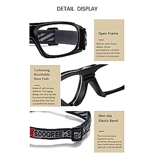 SooGree Sport Glasses for Men Women Basketball Football Sport Goggles Anti Fog Shock Collision Wearable Glasses
