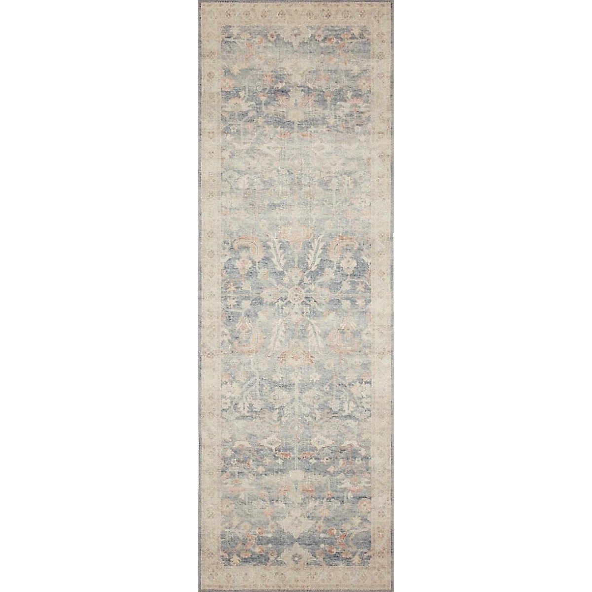 Loloi II Hathaway Collection HTH-02 Denim/Multi 2'-0" x 5'-0", .25" Thick, Accent Rug, Soft, Durable, Printed, Modern, Low Pile, Non-Shedding, Easy Clean, Living Room Rug