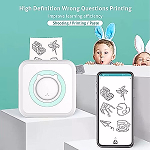 Instaproud - Portable Sticker Printer,Mini Printer Sticker Maker Pocket Thermal Printer,Mini C15 Pocket Thermal Printer,Wireless Bluetooth Photo Printer,for Photos Diaries Memos Study Notes (Blue)