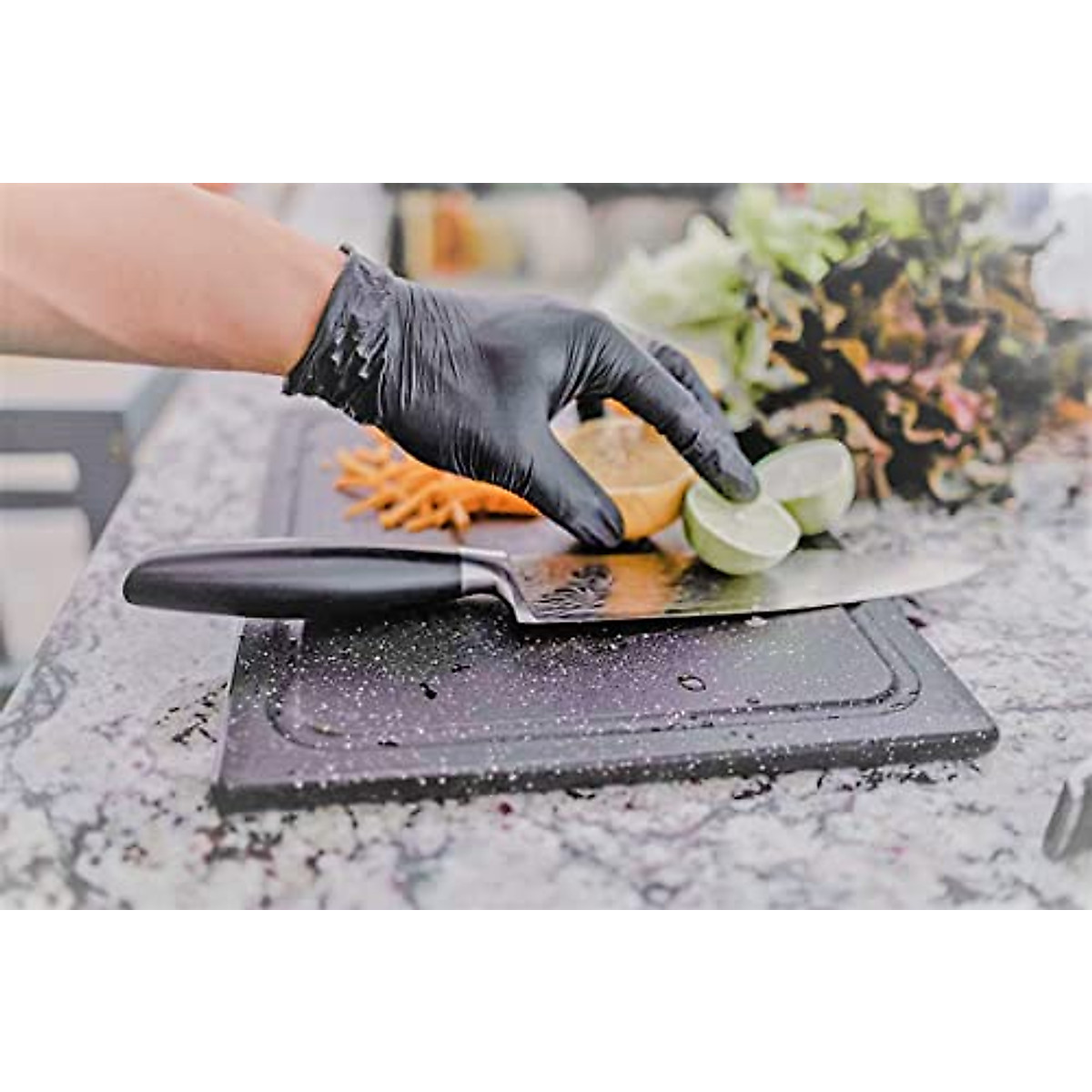 LW Concept Disposable Nitrile Gloves, Chemical Resistant, Powder-Free, Latex-Free, Non-Sterile, Food Safe, 5 Mil, Black, 1000-Count (Small)