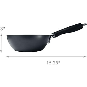 Ecolution Non-Stick Carbon Steel Wok with Soft Touch Riveted Handle, 8",Black