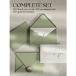Thank You Cards With Envelopes - Thank You Notes With Envelopes Set of 100 - Wedding Thank You Cards With Envelopes Bulk - Baby Shower Thank You Cards With Envelopes - Blank Thank You Cards Bulk - 4x6