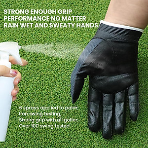 FINGER TEN Golf Gloves Men Right Left Handed Golfer Mens Glove RainGrip Hot Wet Weather Value 6 Pack, All Weather in Grey Medium/Large (Grey, Medium/Large, Left)