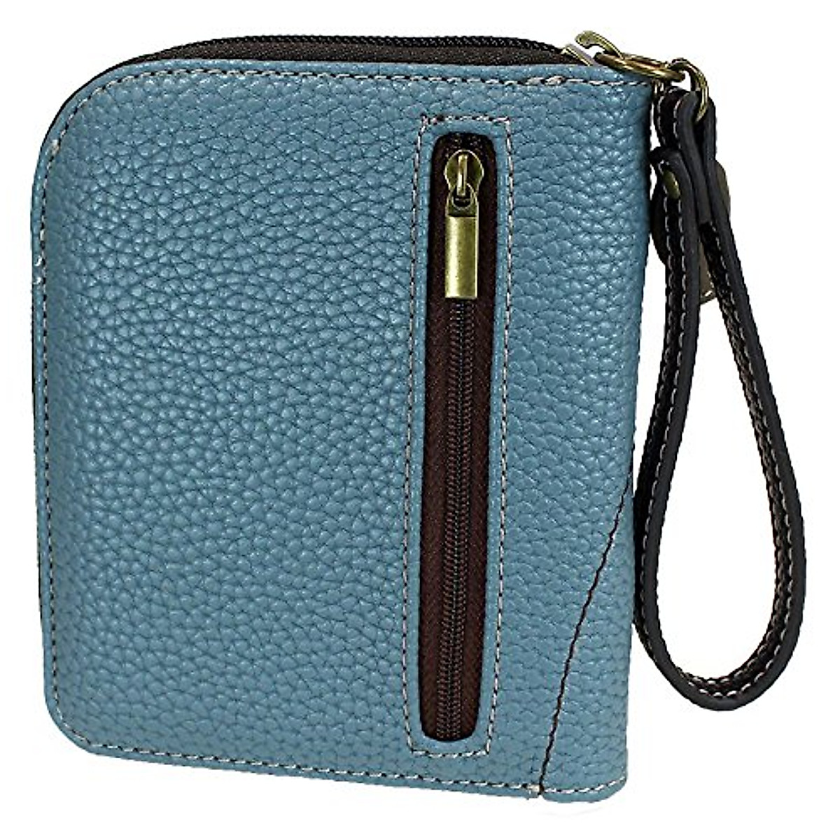 Chala Zip Around Wallet, Wristlet, 8 Credit Card Slots, Sturdy Pu Leather - Fat Cat - BlueGray