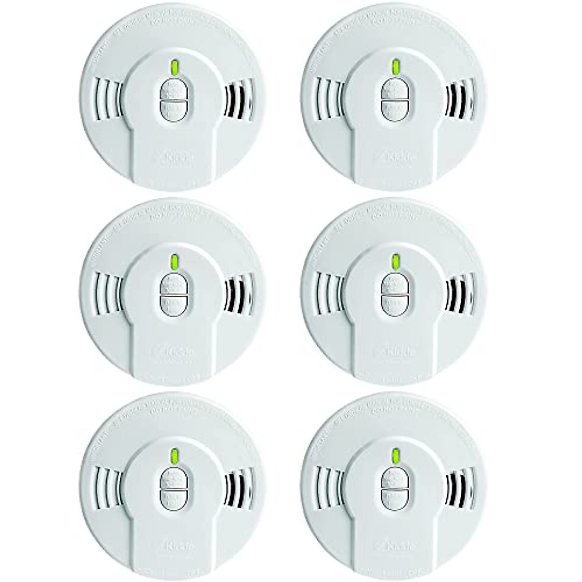 Kidde Smoke Detector, 10-Year Battery, LED Indicators, Replacement Alert, Test-Reset Button, 6 Pack