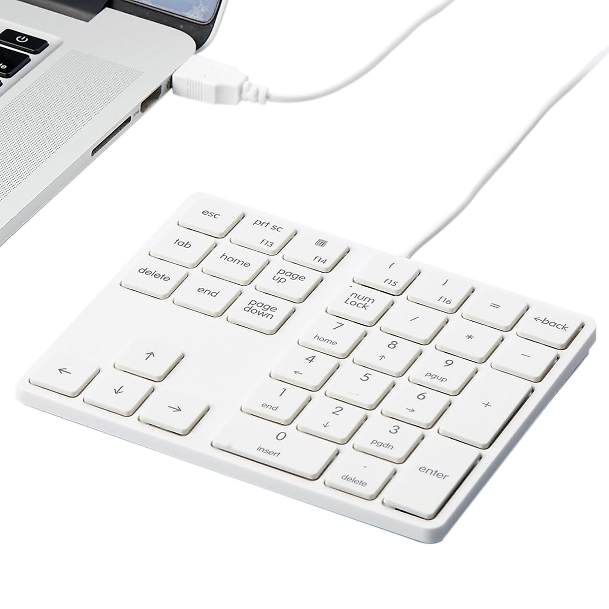 Levieny Wired Number Keypad - 34 Key USB Numeric Keypad, Magicforce Accounting 10 Key for Laptop, Surface Pro, Notebook (White)