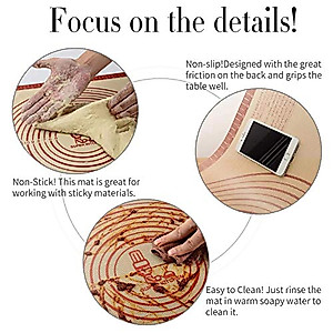 Non-slip Silicone Pastry Mat Extra Large with Measurements 36''By 24'' for Silicone Baking Mat, Counter Mat, Dough Rolling Mat,Oven Liner,Fondant/Pie Crust Mat（Red）