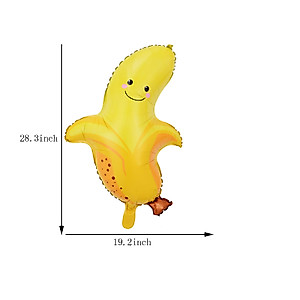 5PCS 28inch Banana Foil Balloons Fruit Banana Mylar Balloons for Baby Shower Banana Themed Party Birthday Decoration Supplies