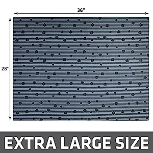 Drymate Original Cat Litter Mat, Contains Mess from Box for Cleaner Floors, Urine-Proof, Soft on Kitty Paws -Absorbent/Waterproof- Machine Washable, Durable (USA Made) (28”x36”)(GreyStripeBlackPaw)